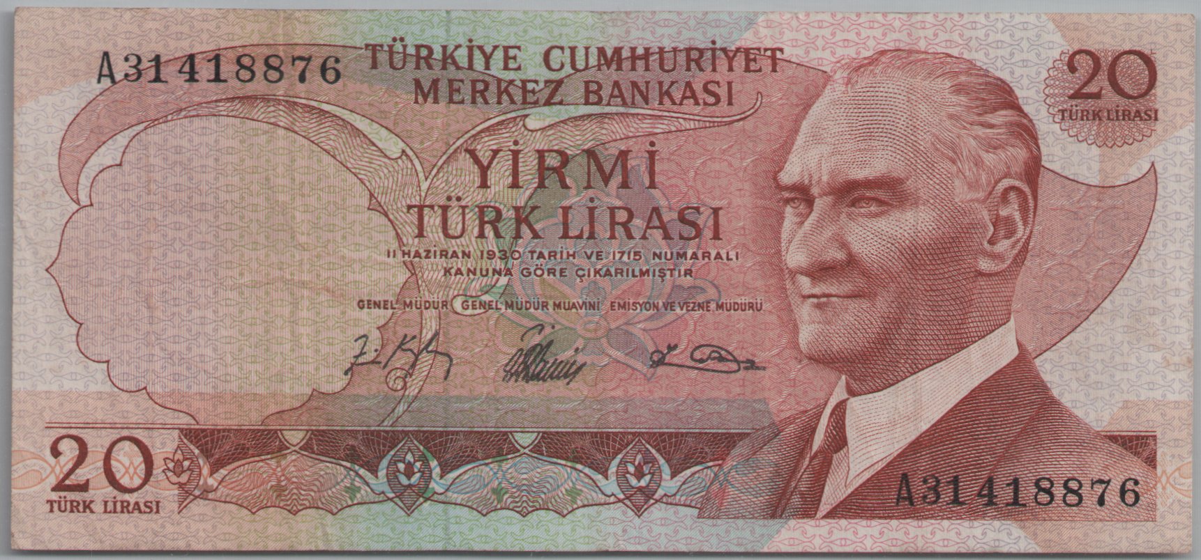 6.Emisyon 1.Tertip 20 Lira [A31] > TC Kağıt Paraları > Koleksiyon.Org